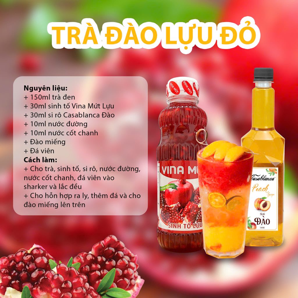 Trà Đào Lựu Đỏ - CÔNG THỨC PHA CHẾ